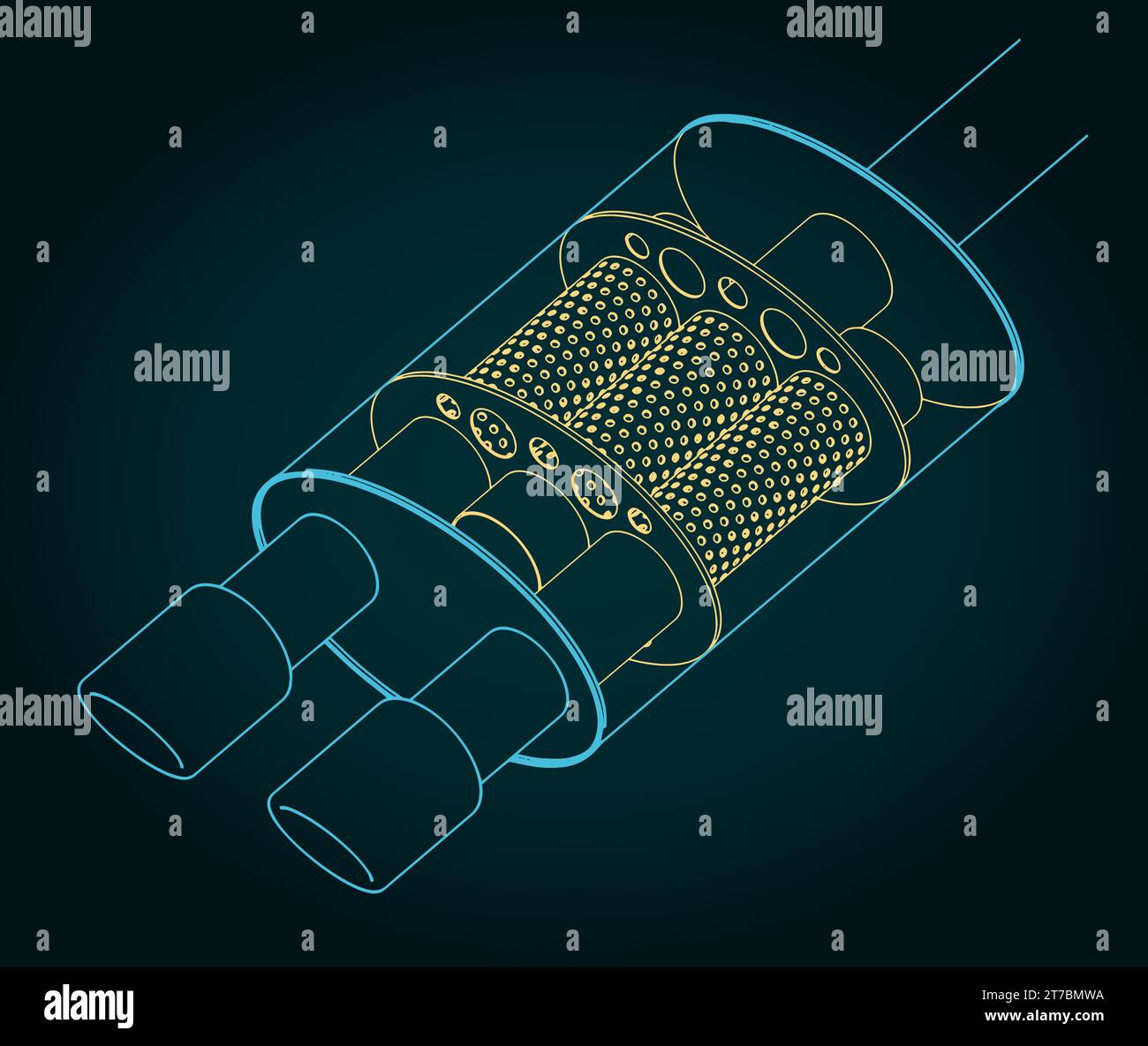 Blueprint of car muffler. Inside a сar's muffler Stock Vector Image ...