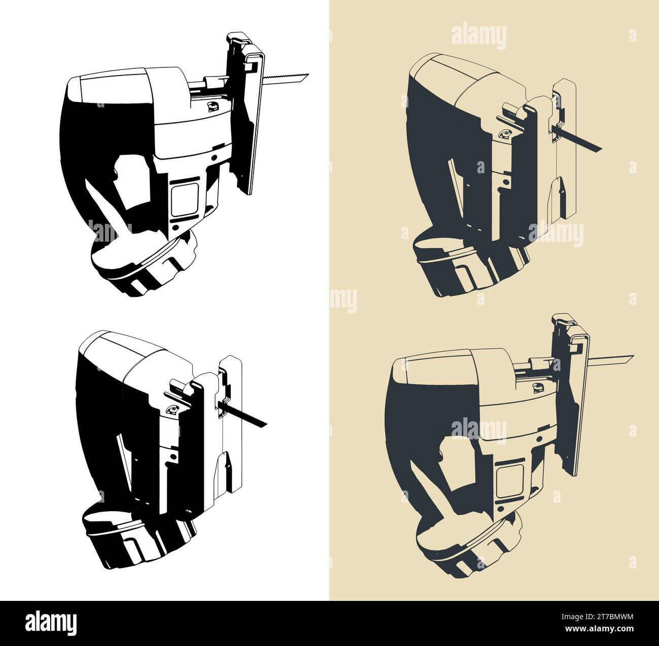 Stylized vector illustrations of a cordless jigsaw Stock Vector Image ...