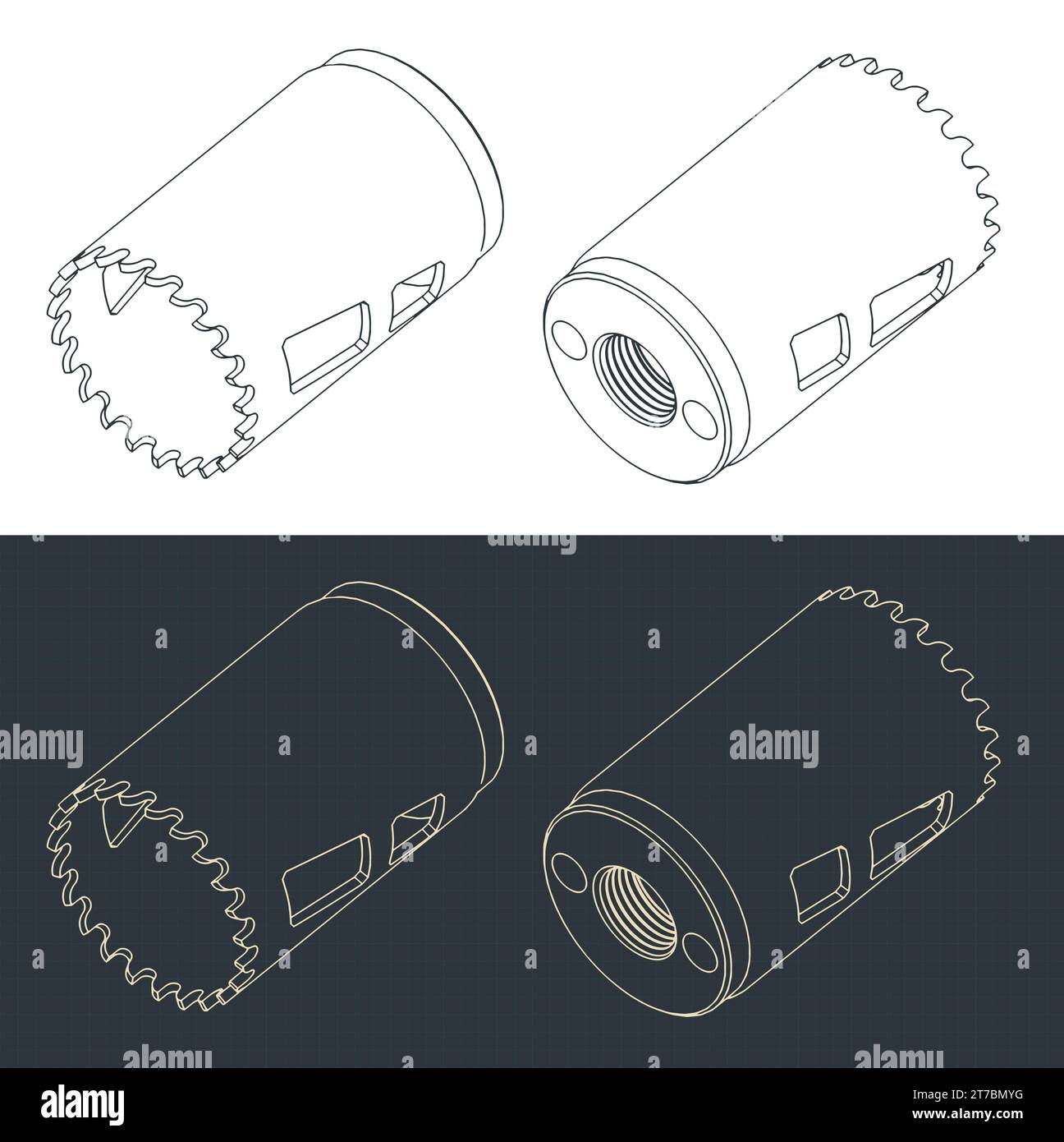 Stylized vector illustrations of blueprints of hole saw Stock Vector ... Stylized vector illustrations of blueprints of hole saw Stock Vector ...