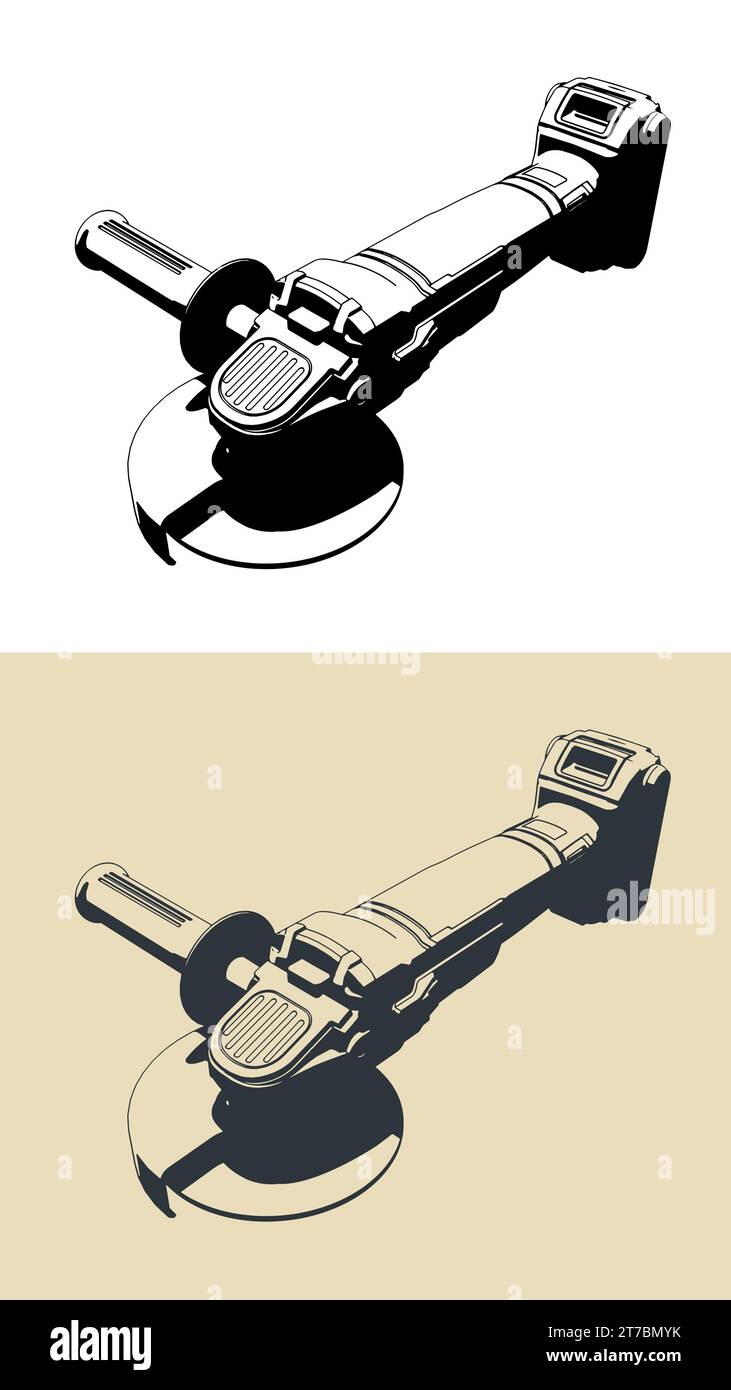 Stylized vector illustrations of cordless angle grinder Stock Vector ...