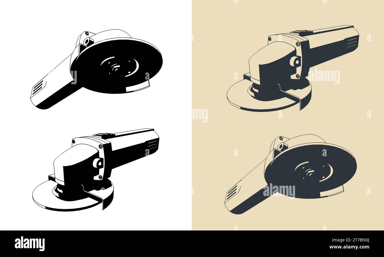 Stylized vector illustrations of electrical angle grinder Stock Vector ...