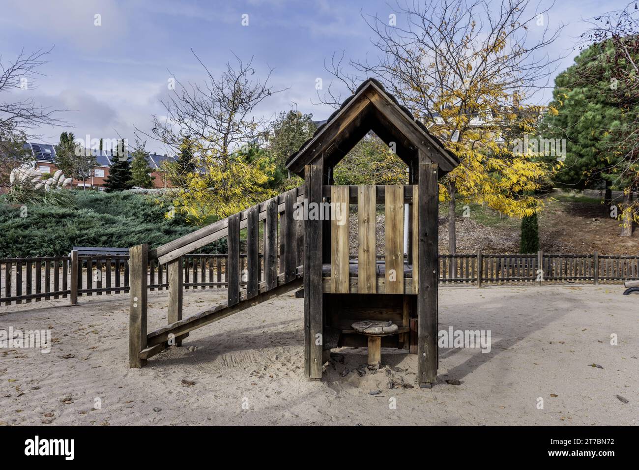 A wooden structure with an access walkway Stock Photo - Alamy