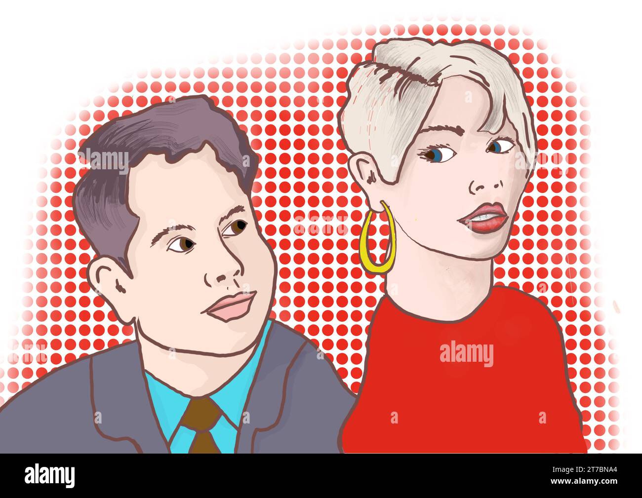 two people men and women on the red Stock Photo - Alamy