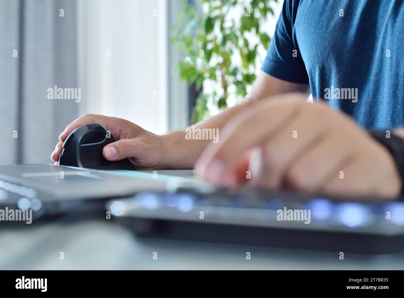 Graphic designer using digital control wheel keyboard. Creative design ...