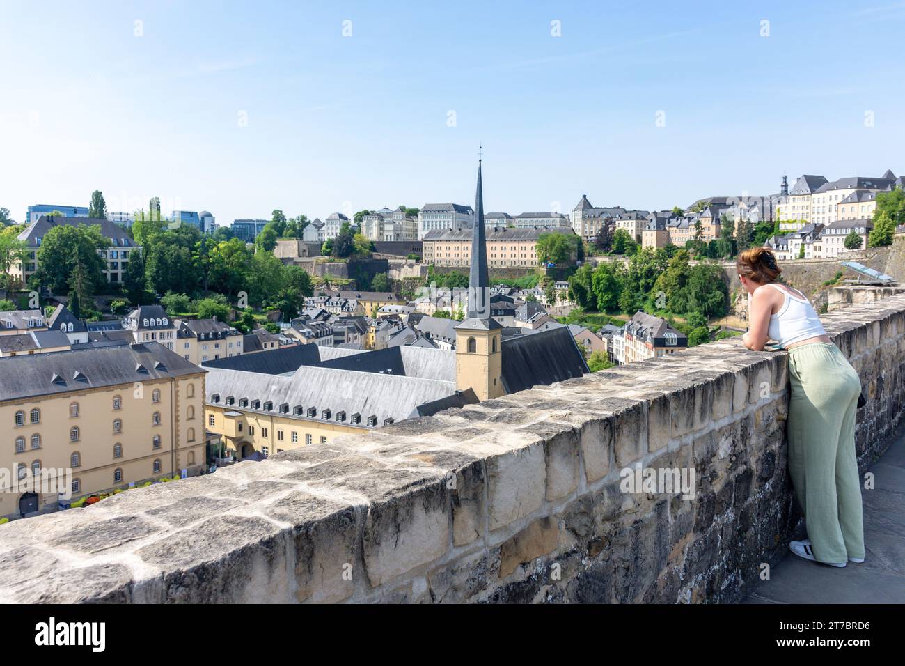 View of Grund District and River Alzette from Mount de Clausen, Grund ...