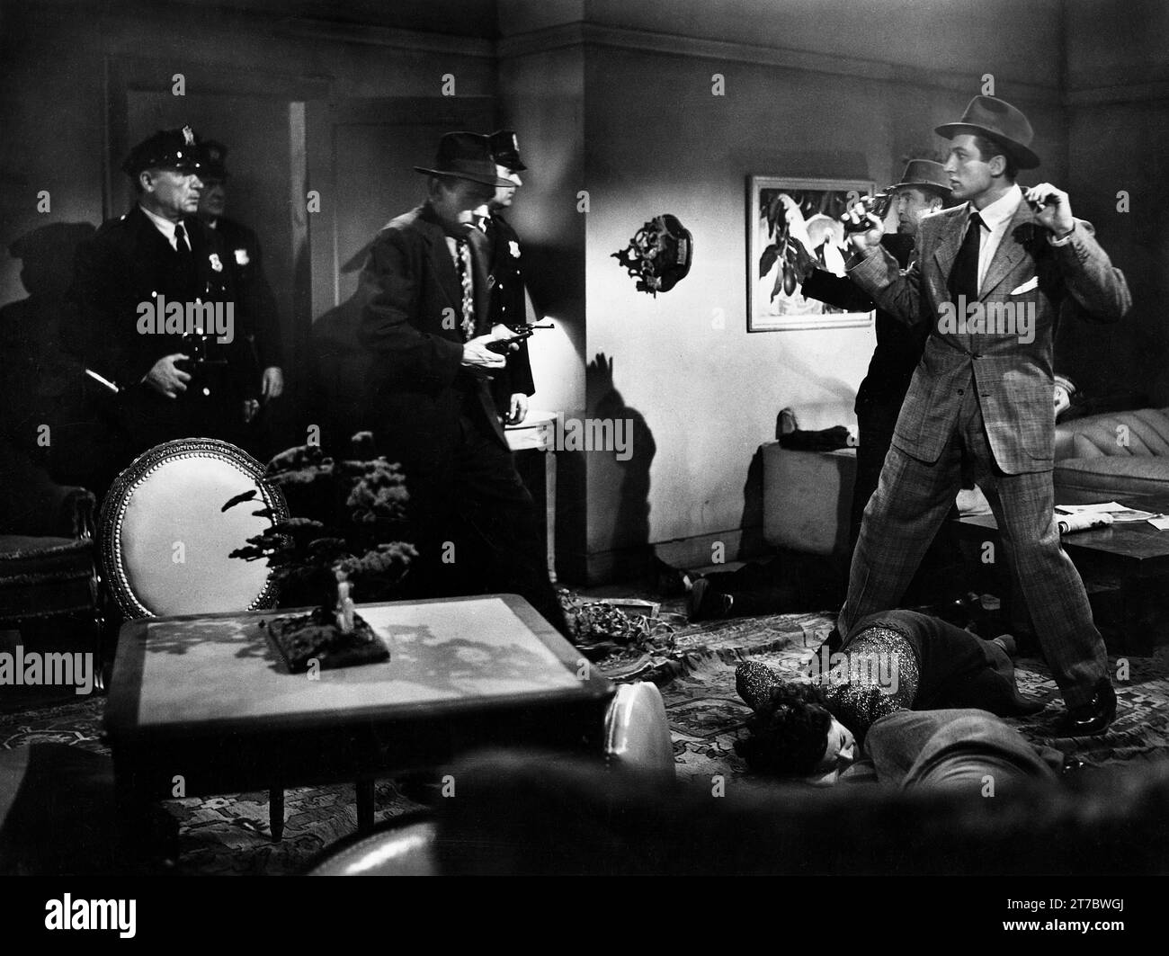 John Hart (standing right), on-set of the film, "Waterfront at Midnight ...
