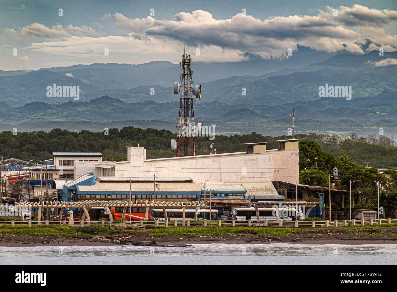 Costa Rica Puntarenas - July 22, 2023: Modern white building of bus ...