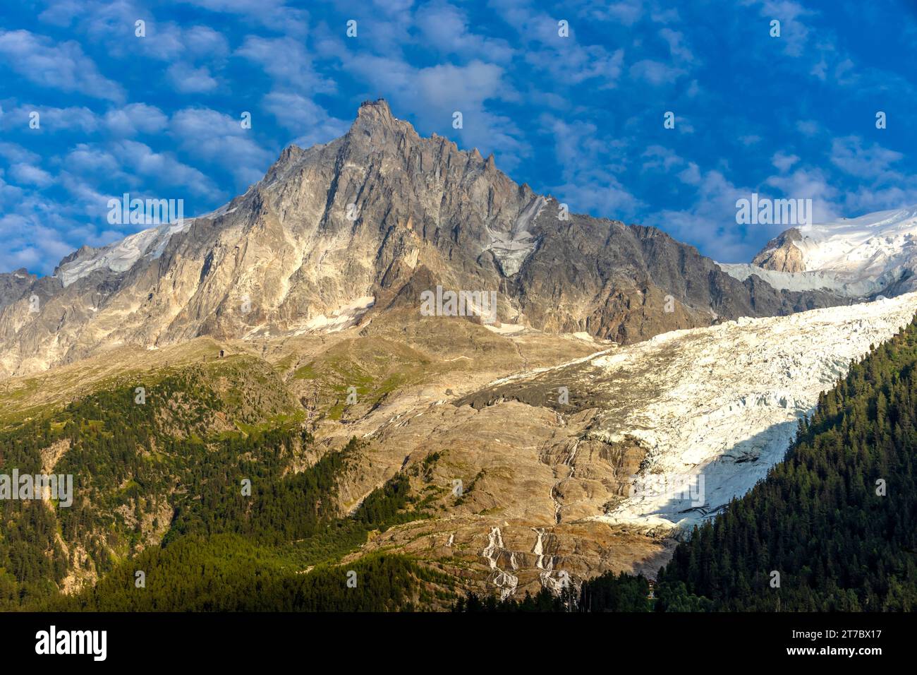 Aiguille du MIdi mountain summit view from Chamonix, France. French ...