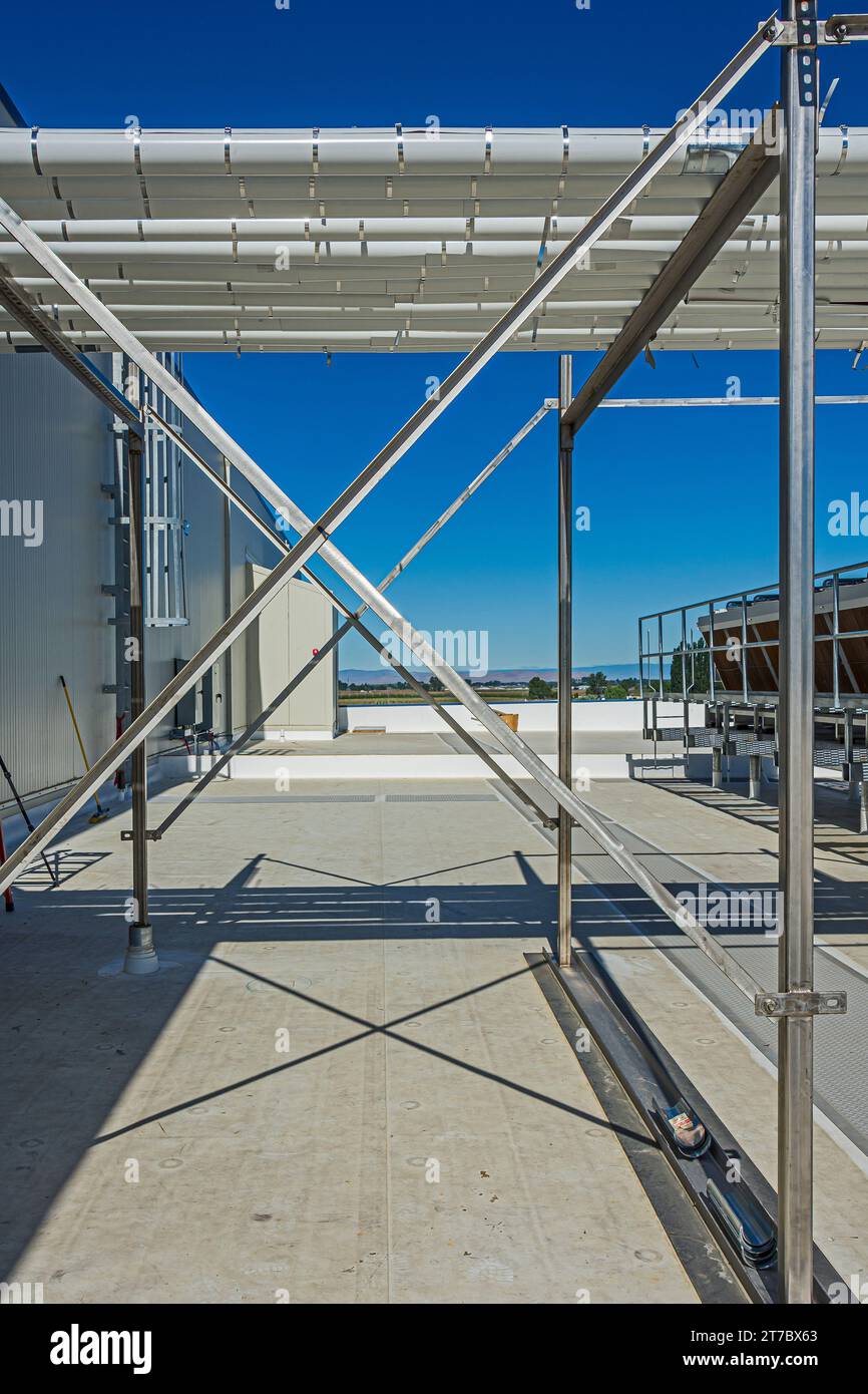 A look through a pipe support framework toward an adiabatic condenser ...