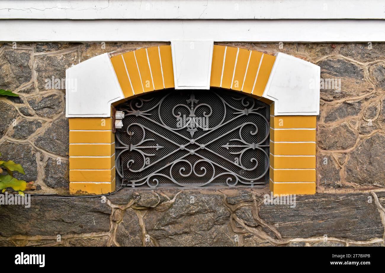 Decorative basement grid on facade in Petropolis, Rio de Janeiro ...