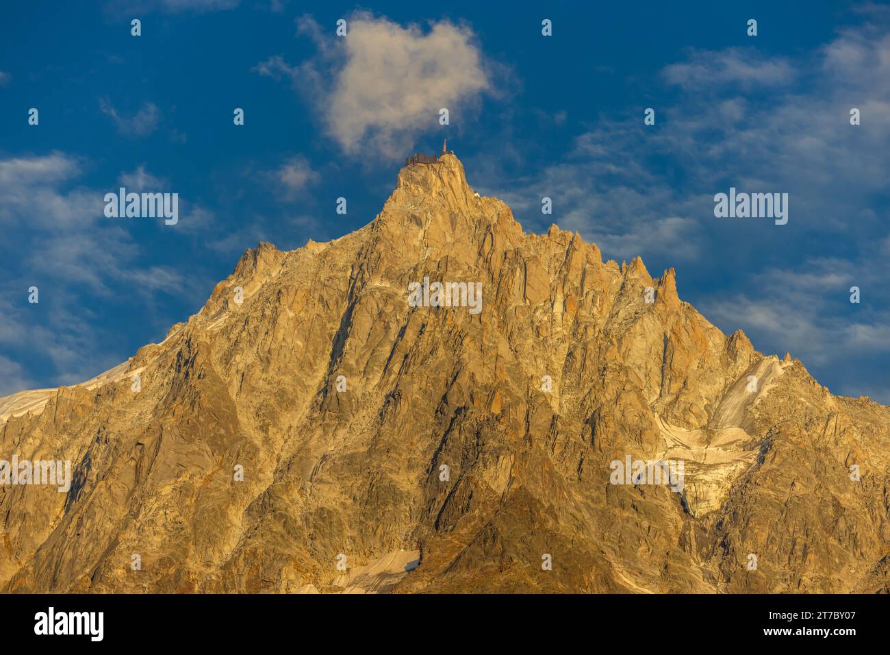 Aiguille du MIdi mountain summit view from Chamonix, France. French ...