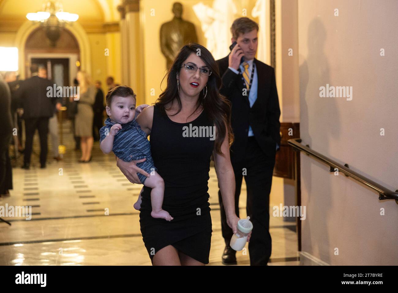 Rep. Lauren Boebert (R-Colo.) holds her grandson, Josiah Boebert, as ...