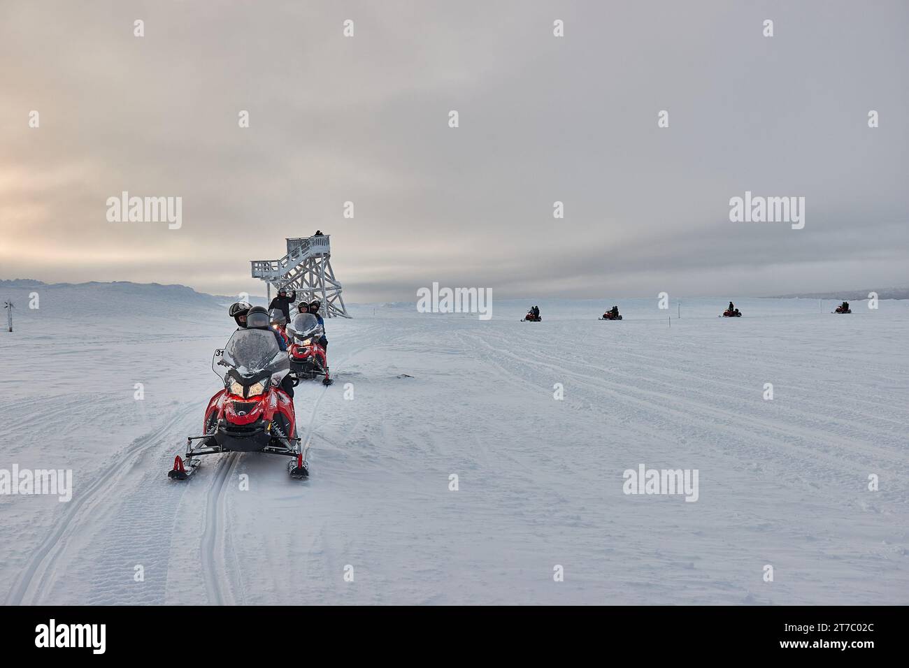 Snow mobile trip in Lapland Stock Photo - Alamy