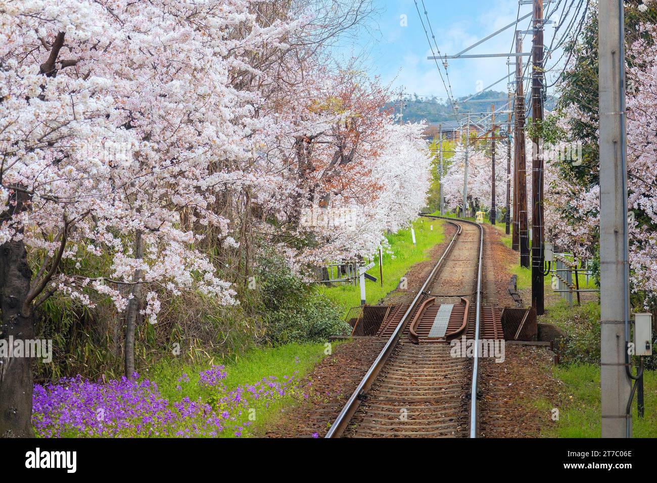 Kyoto, Japan - March 31 2023: Keifuku Tram is operated by Keifuku ...