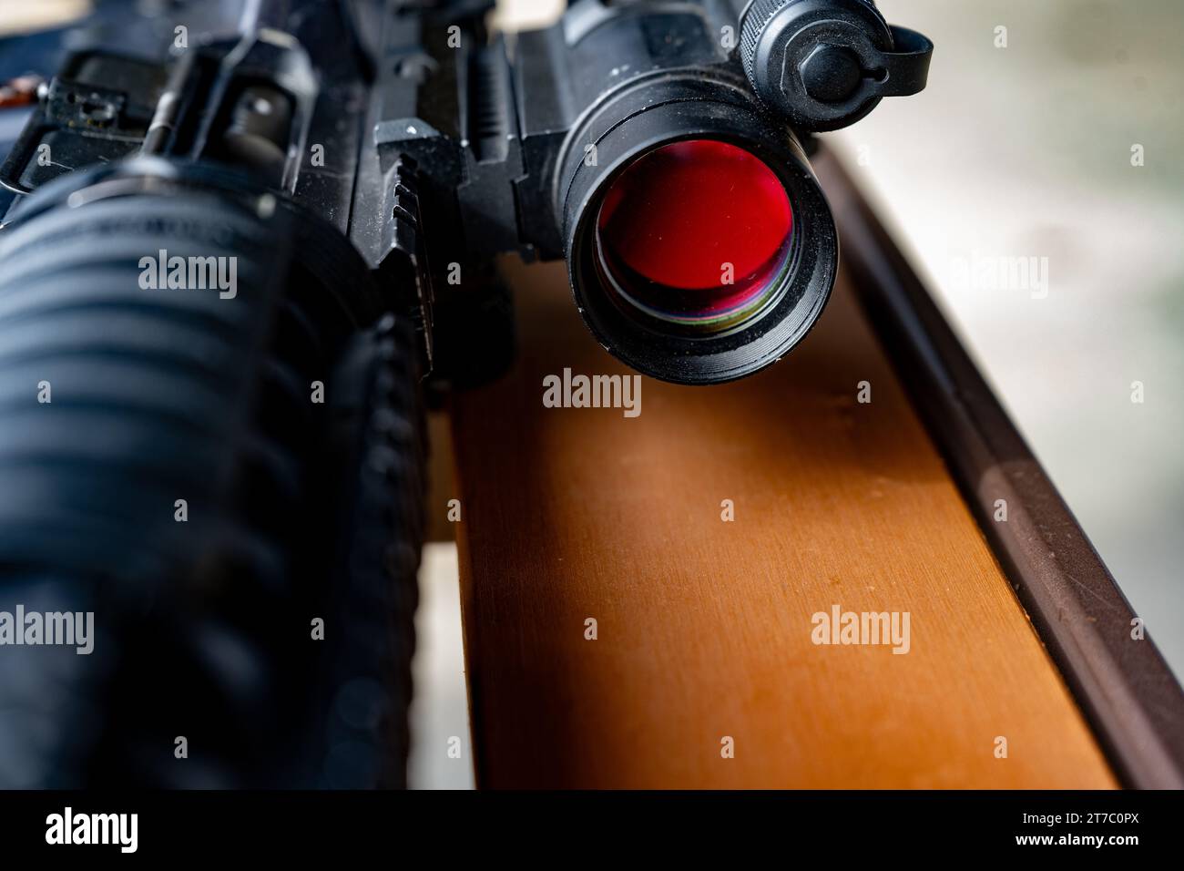 An M4 Carbine rifle rests on a table during the 1st Special Operations ...