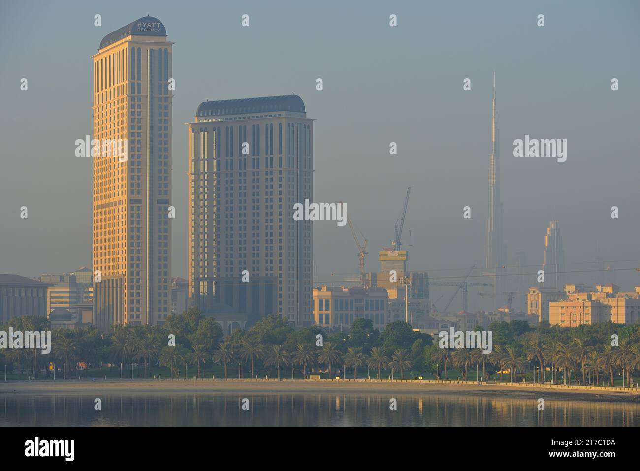 The skyline with the Hyatt Regency seen from the luxury Park Hyatt at ...