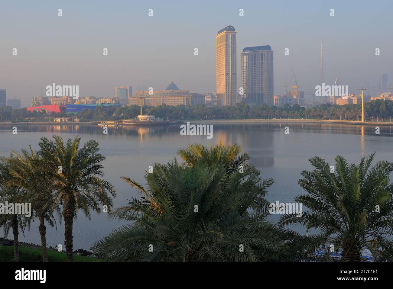 The skyline with the Hyatt Regency seen from the luxury Park Hyatt at ...