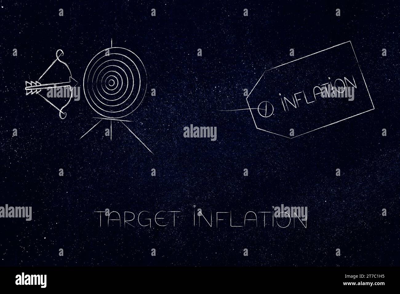target inflation conceptual illustration, target and arrow next to ...