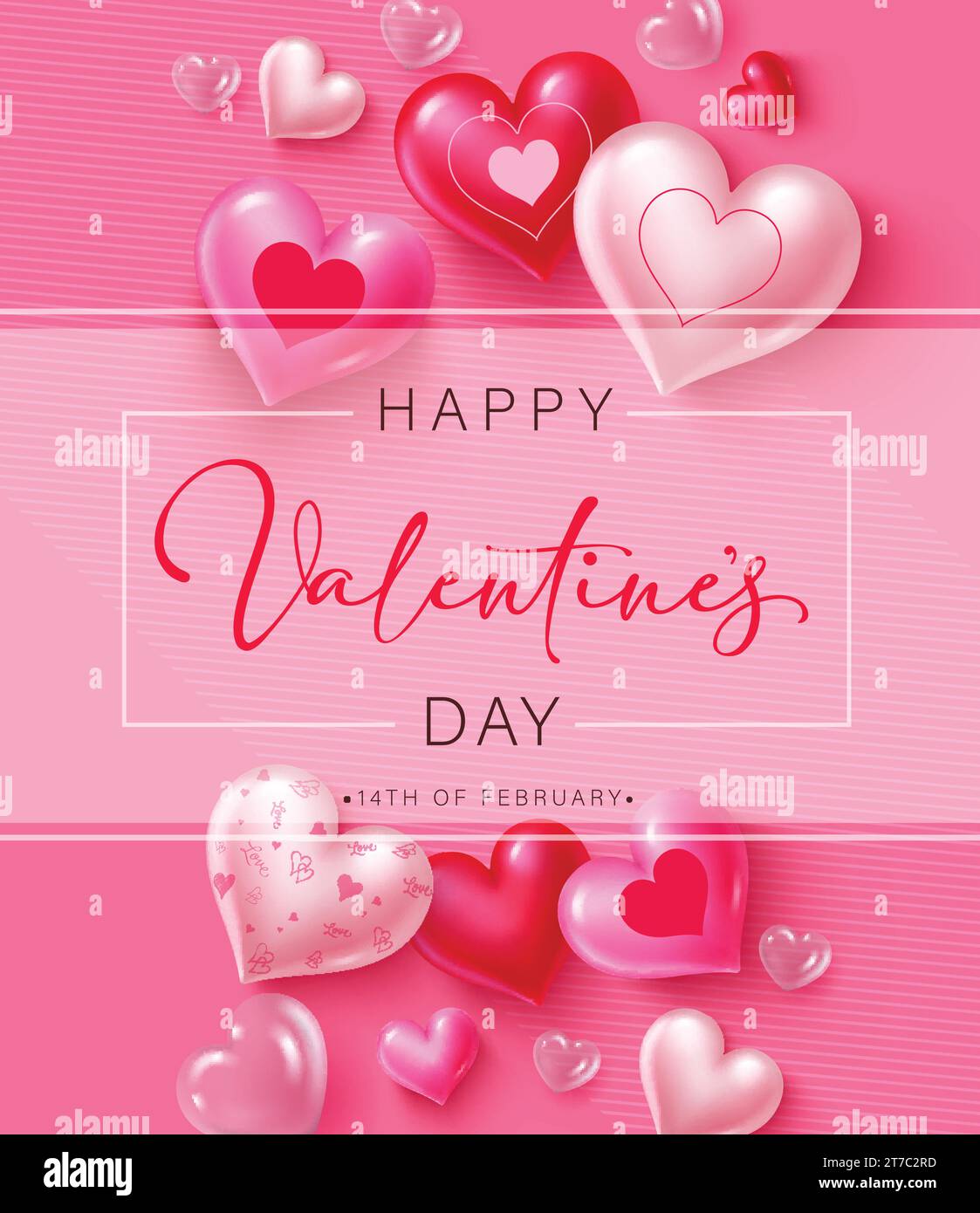 Happy valentine's day text vector poster. Valentine's day greeting card ...
