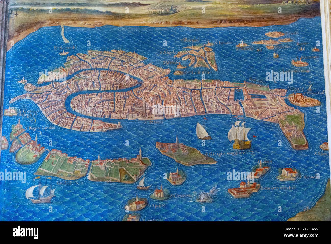 Map of Venice in the Map Room, Vatican Museum, Rome, Italy Stock Photo ...