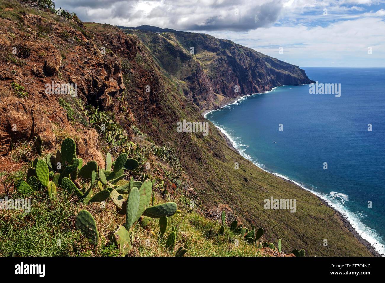 View of the cliffs from the Miradouro Farol da Ponta do Pargo, Ponta do ...