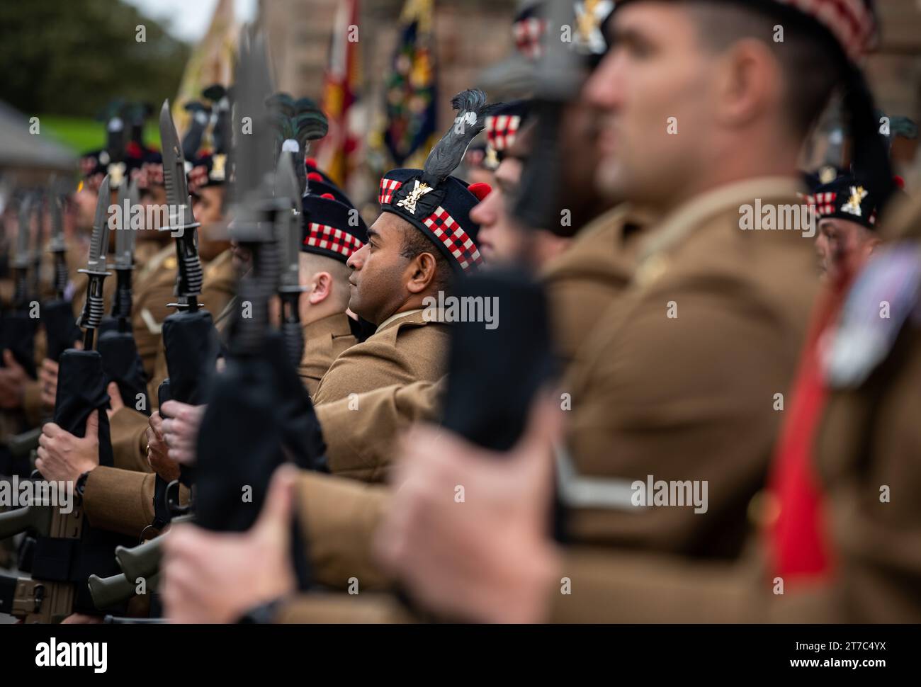 Soldiers of the 2nd Battalion Royal Regiment of Scotland parading ...
