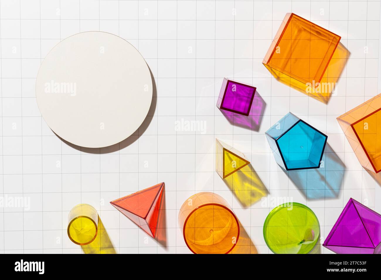 Top view colorful geometric shapes Stock Photo - Alamy