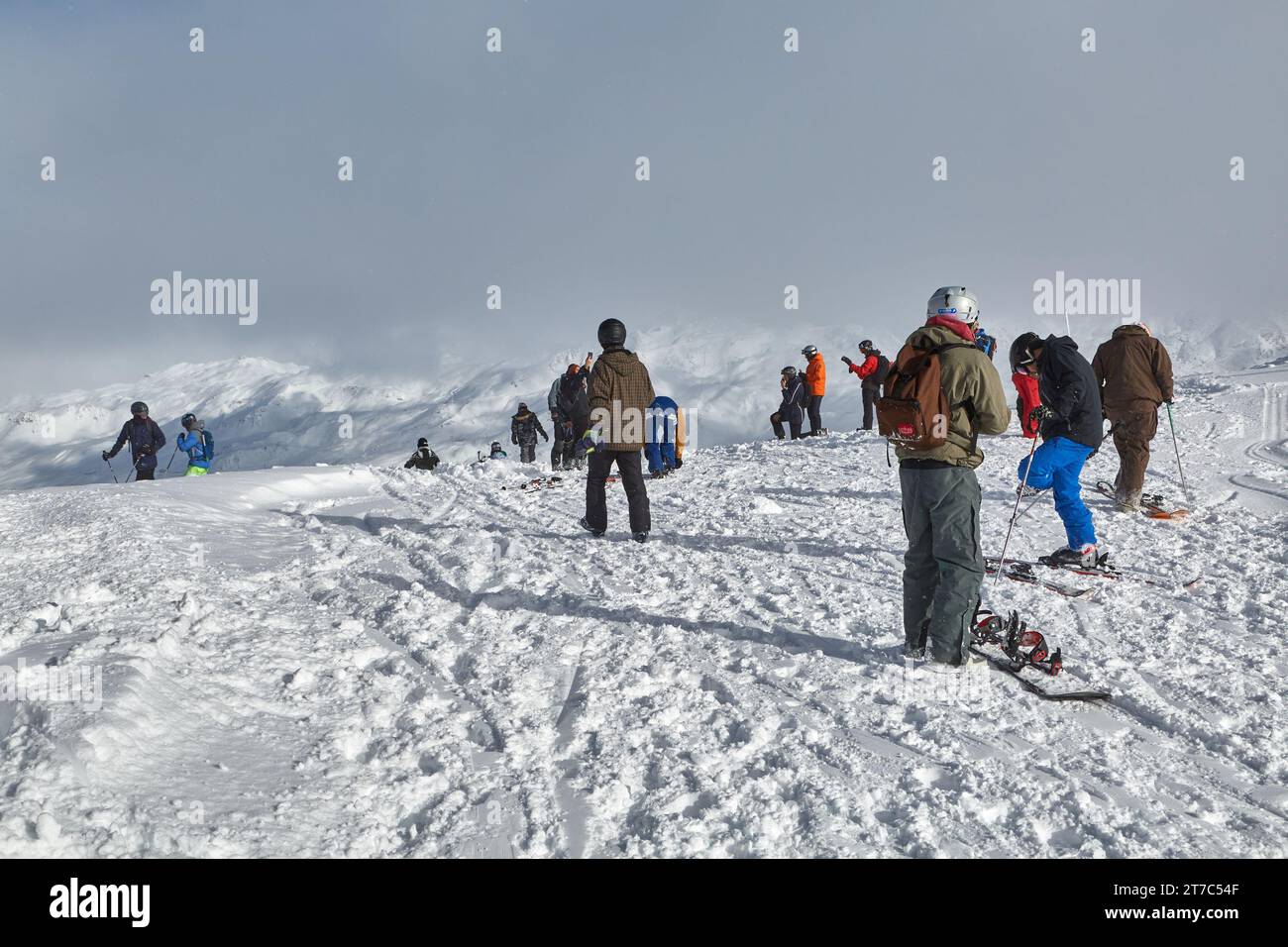 Skiers ski on slopes in hi-res stock photography and images - Alamy