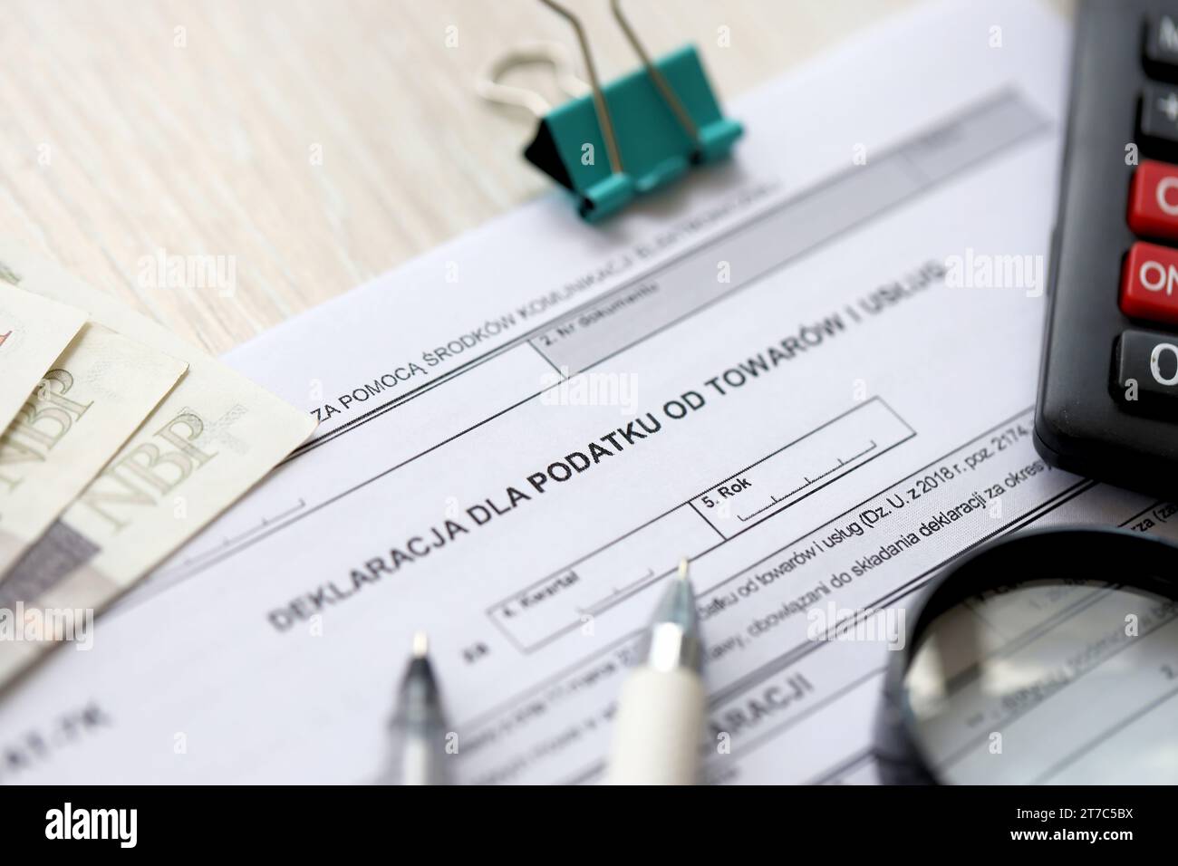 Declaration for tax on goods and services VAT-7K form on accountant ...