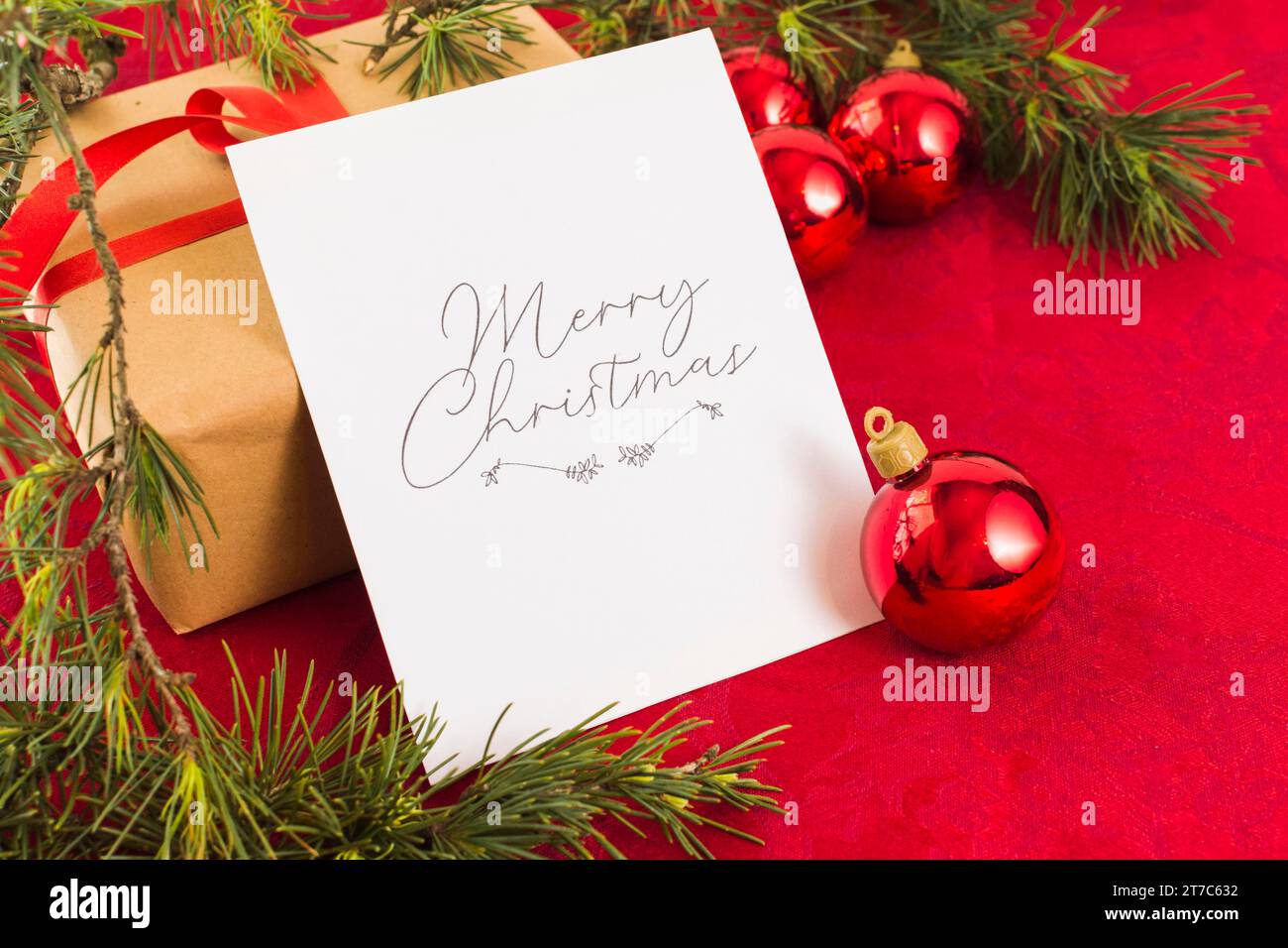 Christmas greeting card table Stock Photo - Alamy