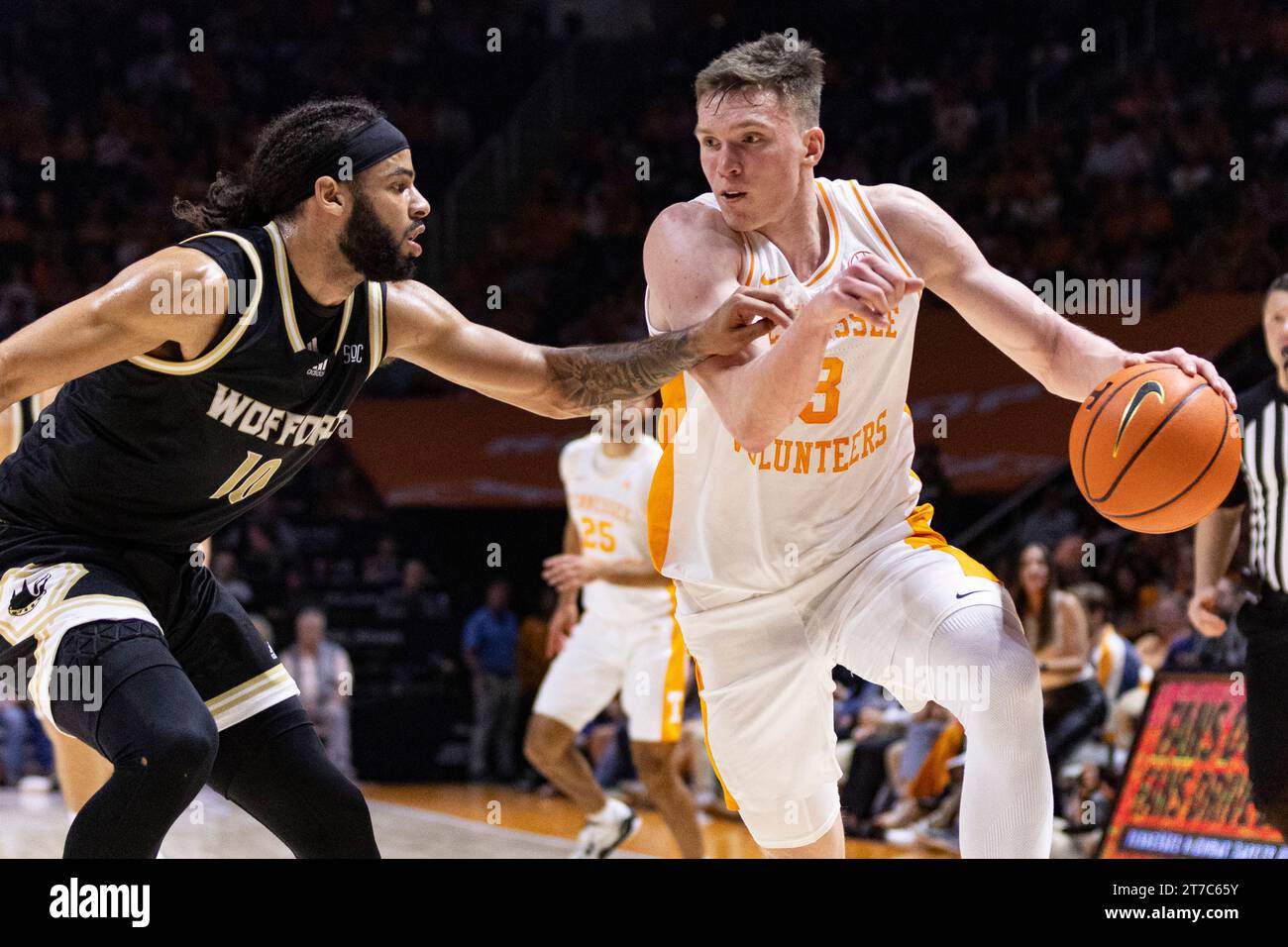 Tennessee guard Dalton Knecht (3) drives against Wofford guard Corey ...