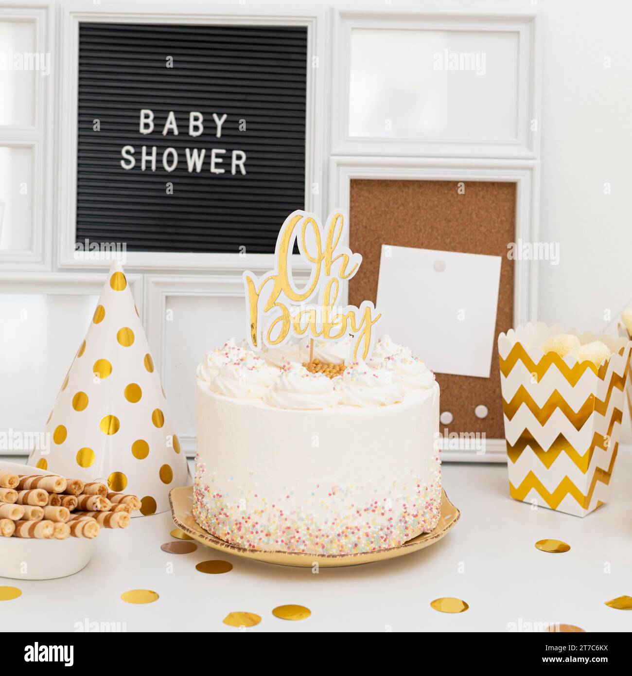 Front view baby shower cake concept 2 Stock Photo - Alamy