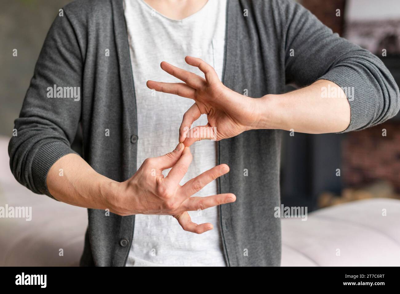 Front view sign language concept Stock Photo - Alamy