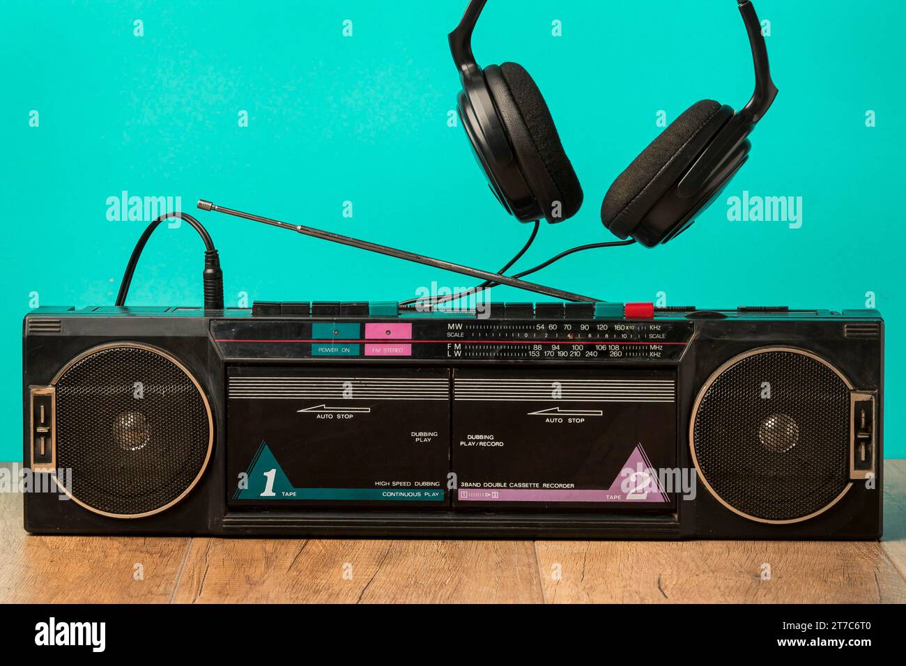 Front view vintage cassette headphones Stock Photo - Alamy