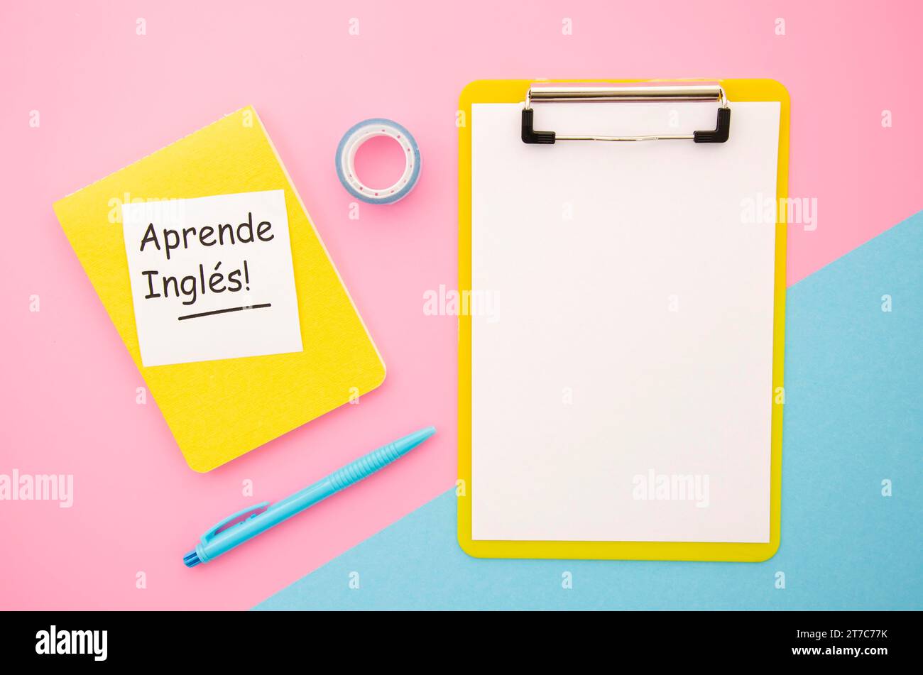 Learning new language objects with empty clipboard Stock Photo - Alamy