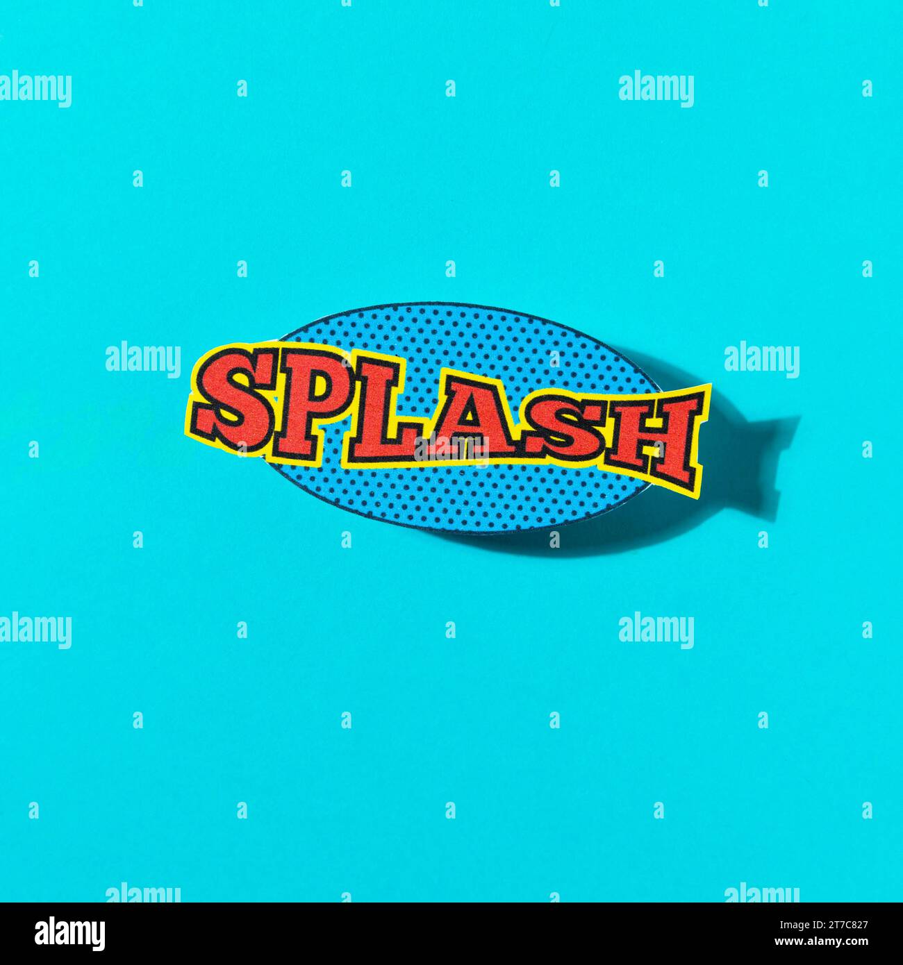 Splash wording sound effect comic speech bubble turquoise background ...