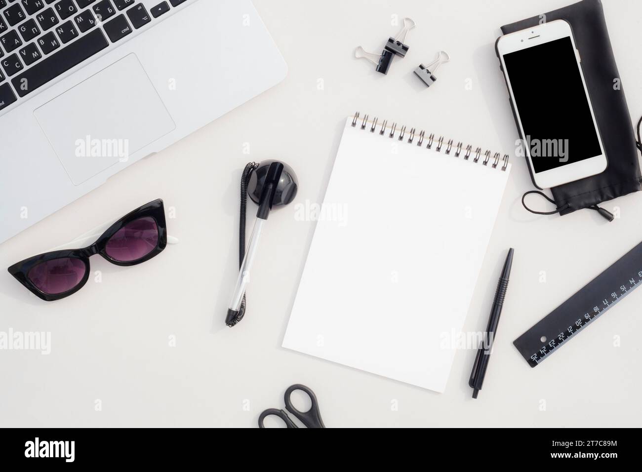 Top view neat workplace Stock Photo - Alamy