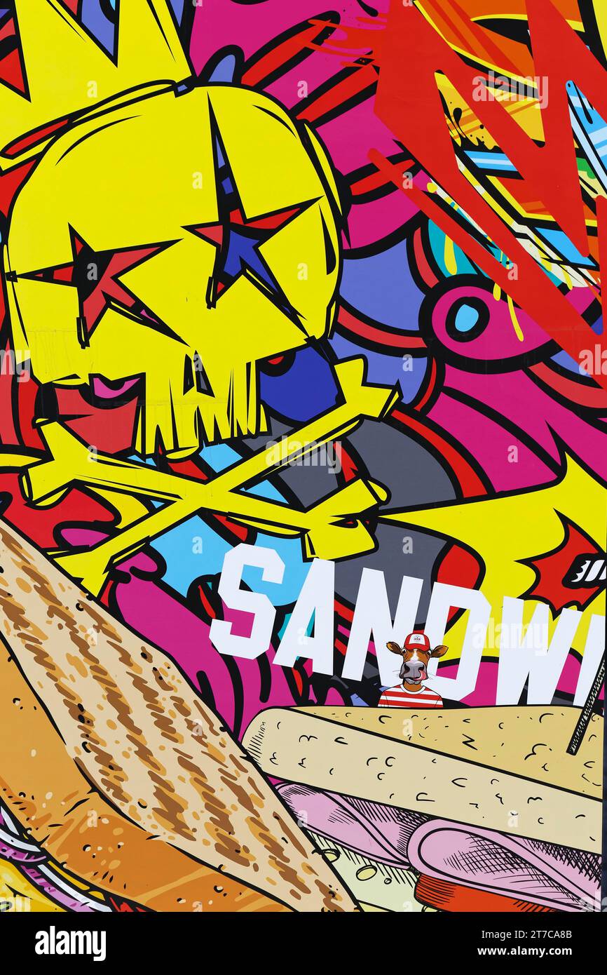 Art, restaurant panels, Montreal, Province of Quebec, Canada Stock ...