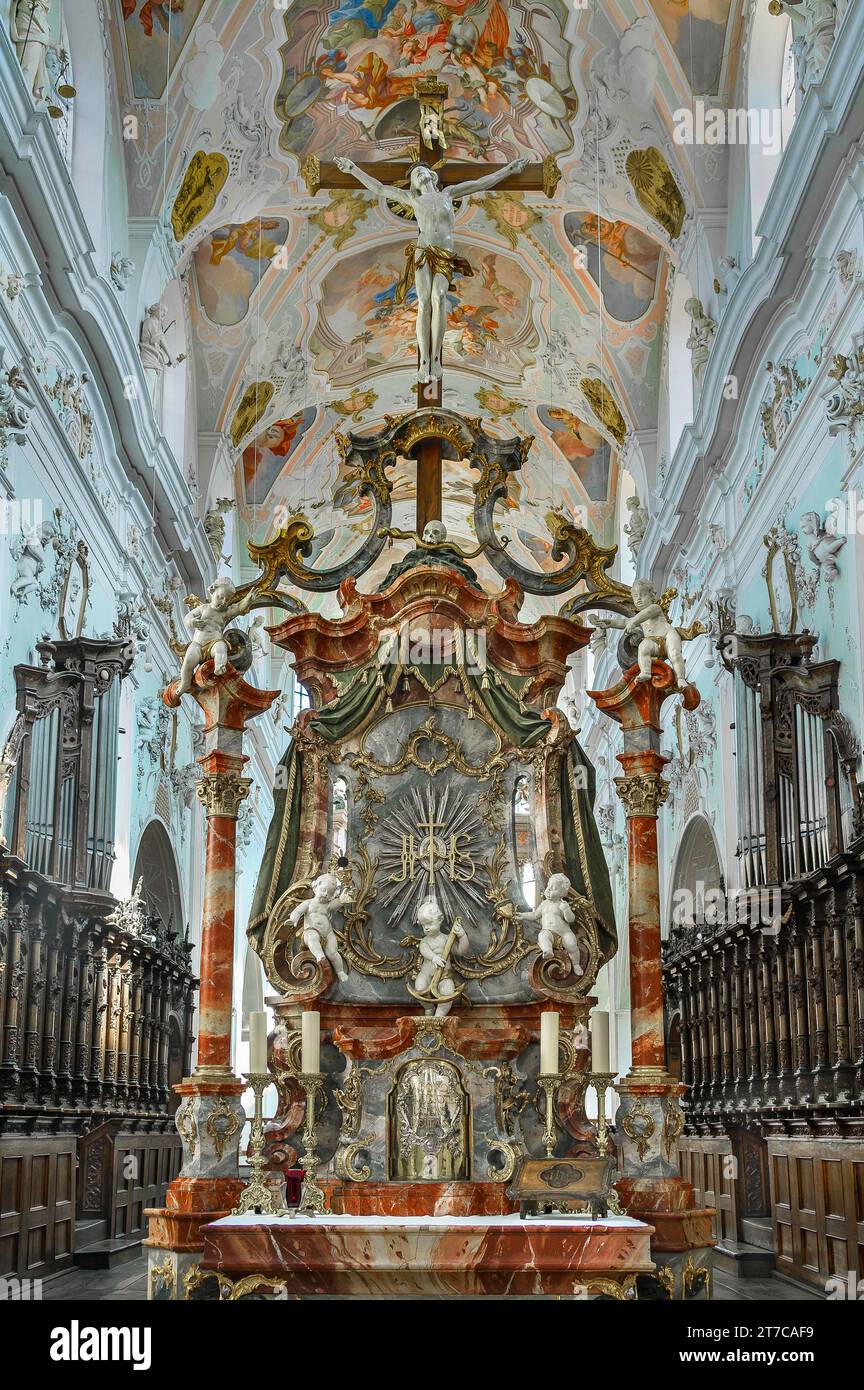 Main altar, baroque monastery church of St George, monastery, Imperial ...