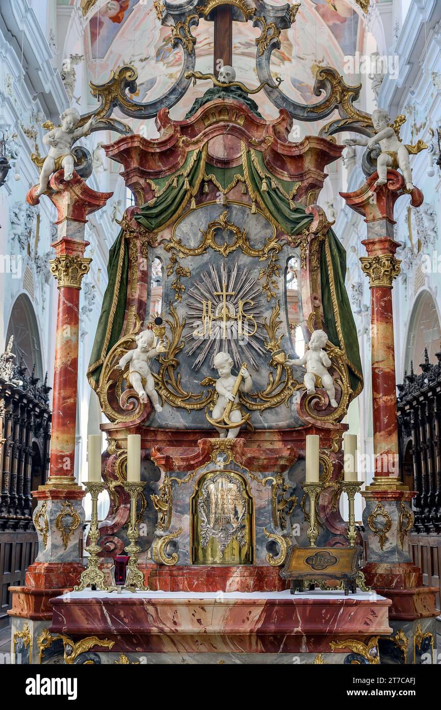 Main altar, baroque monastery church of St George, monastery, Imperial ...