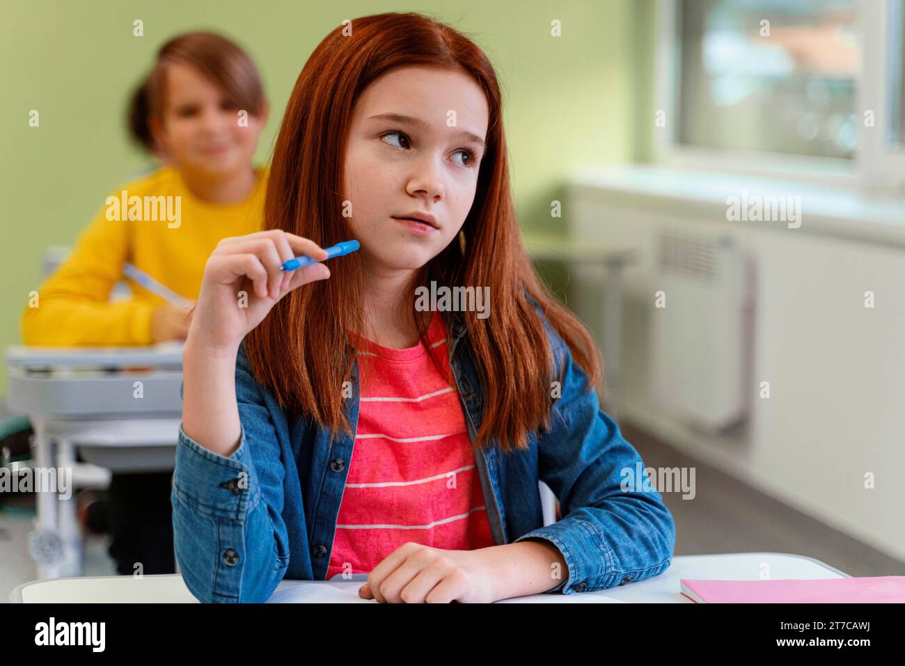 Front view little girl class school Stock Photo - Alamy