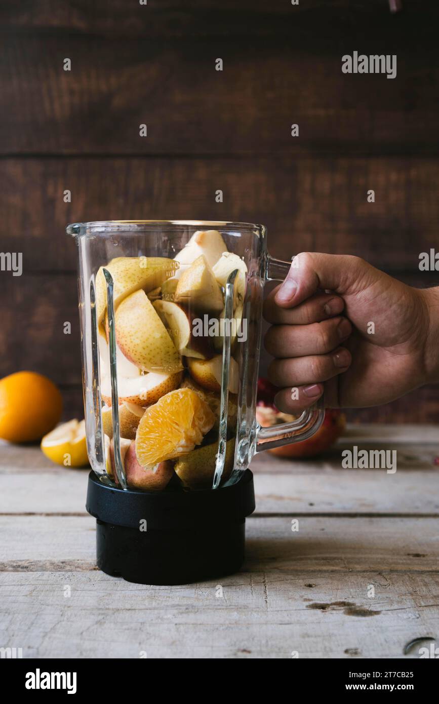 Healthy fruit mixer front view Stock Photo - Alamy