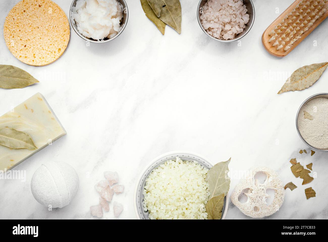 Homemade remedy with leaves circular frame Stock Photo - Alamy