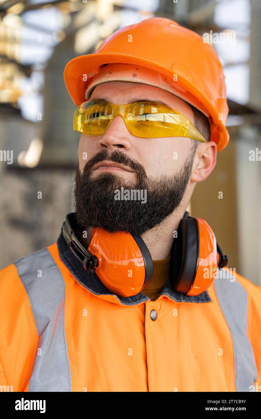 Man wearing protection equipment close up Stock Photo - Alamy