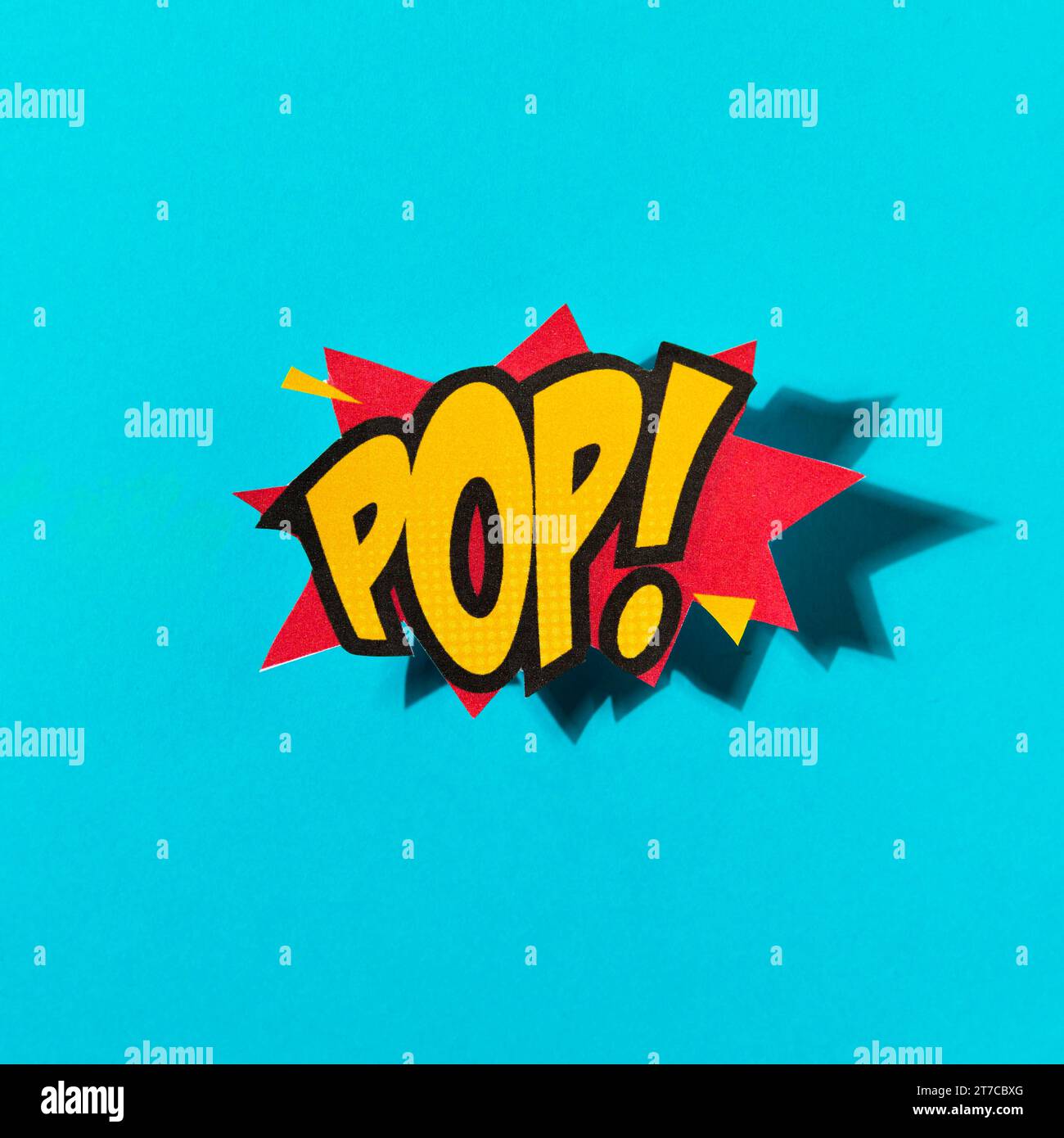 Pop lettering vector bright dynamic cartoon style blue background Stock ...