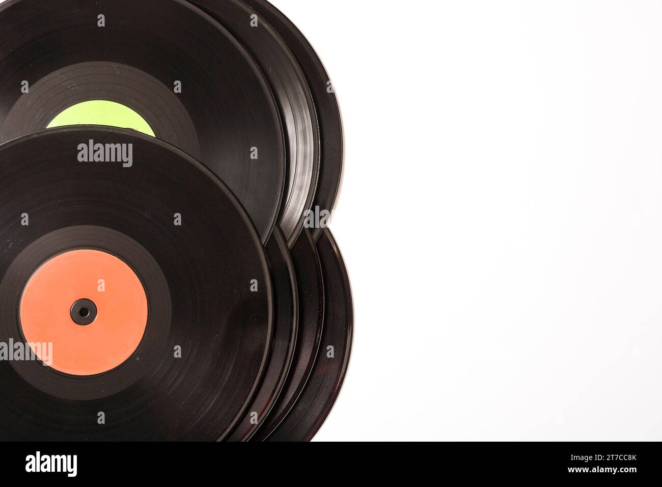 Stack black vinyl record white background Stock Photo - Alamy