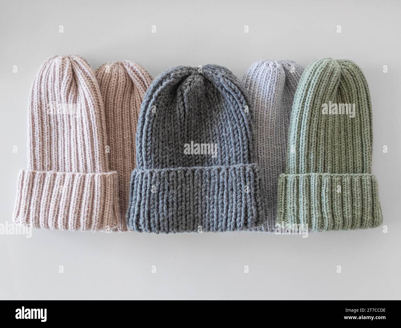 Top view knitted caps Stock Photo - Alamy