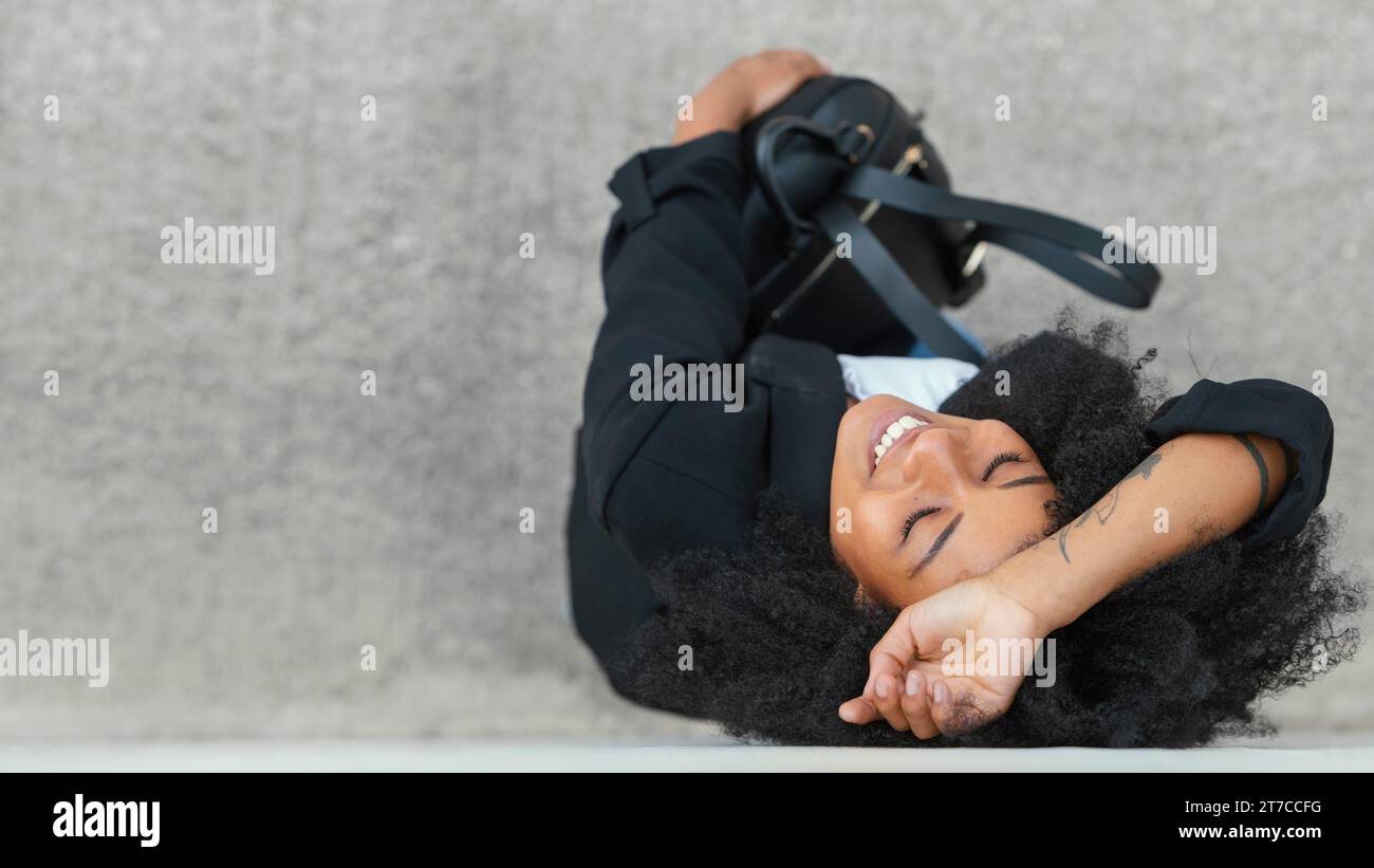 Top view smiley model posing Stock Photo - Alamy