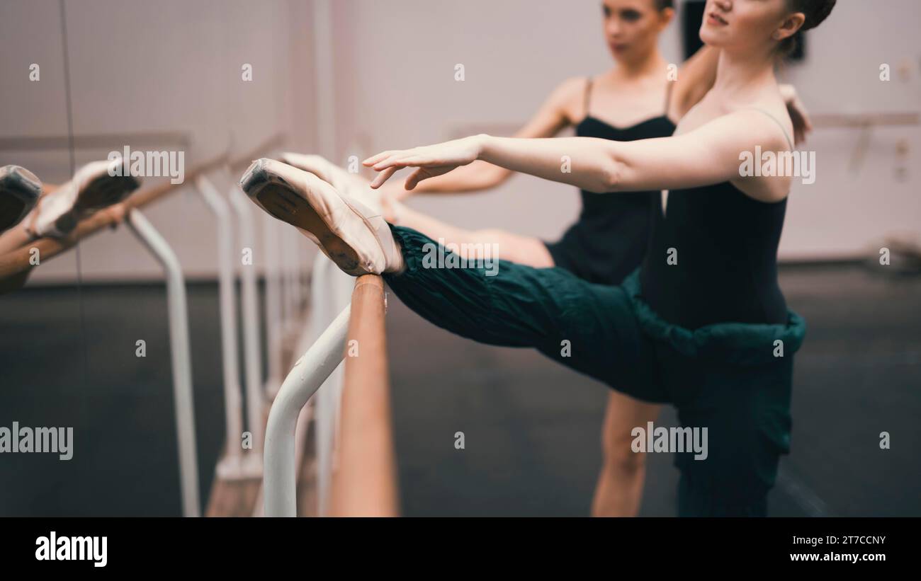 Young classic female dancers practising dance studio Stock Photo - Alamy