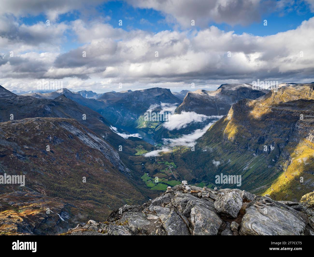 View of the Geirangerfjord from the Dalsnibba viewpoint, More og ...
